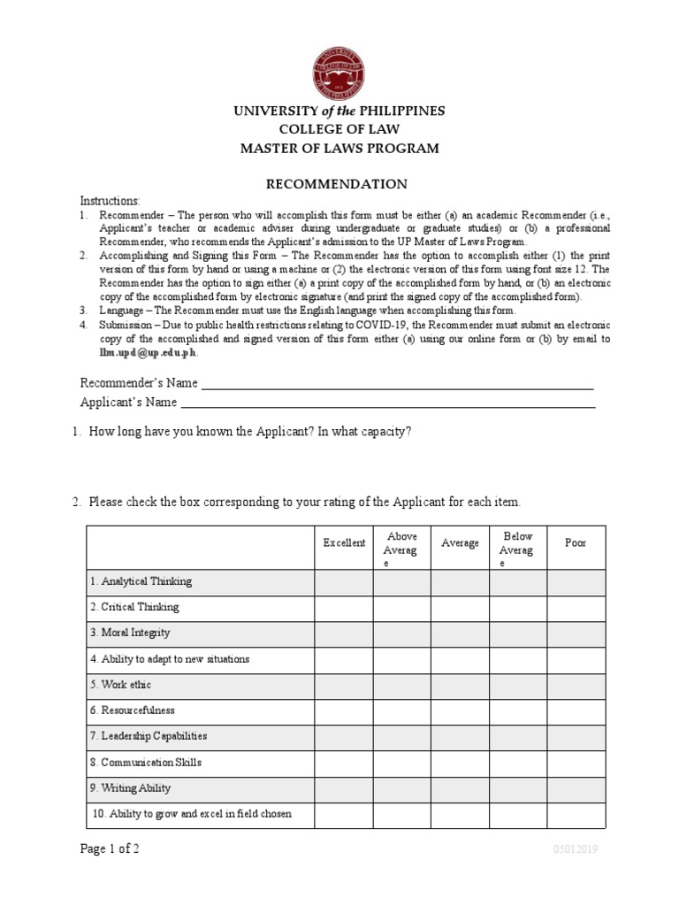 LLM Recommendation Form | PDF