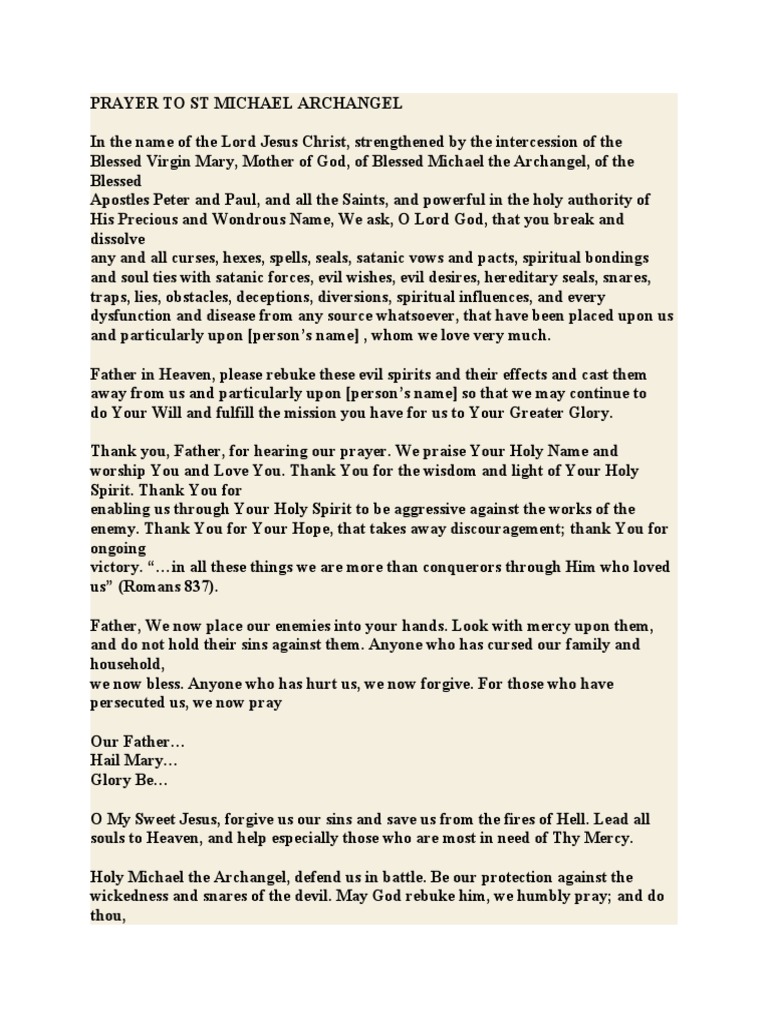 Prayer To ST Michael Archangel | PDF | God The Father | Michael (Archangel)