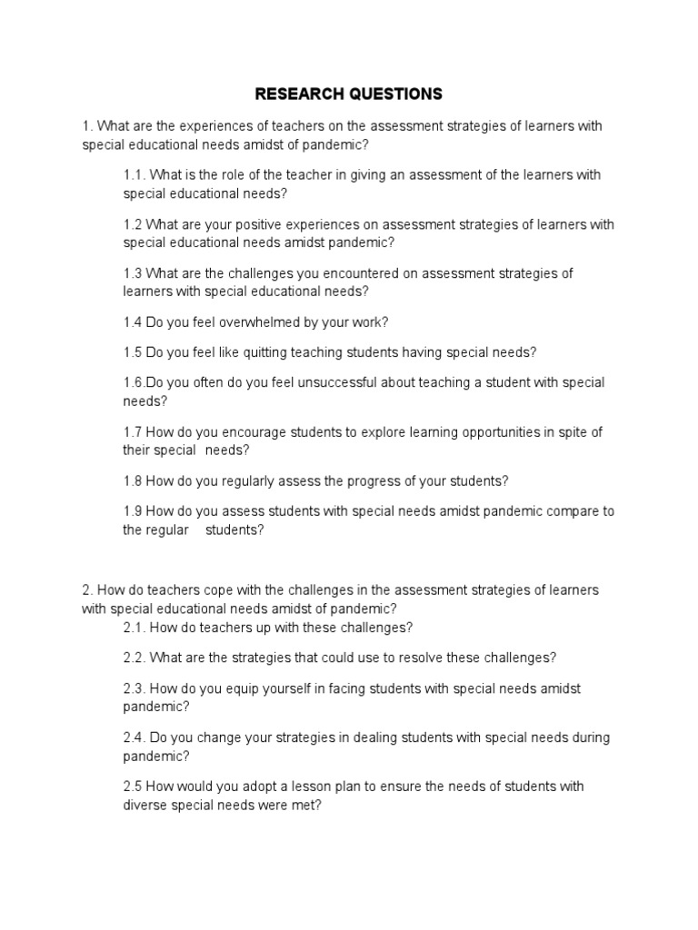 Research Question | PDF | Special Education | Teachers