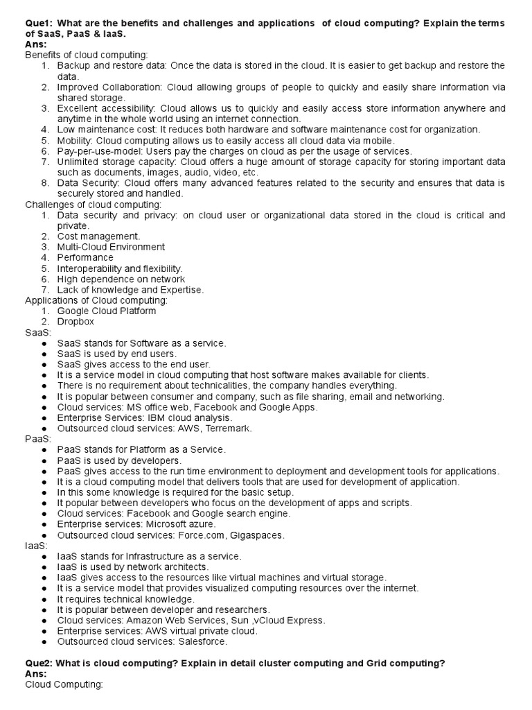 CC Imp | PDF | Cloud Computing | Virtualization