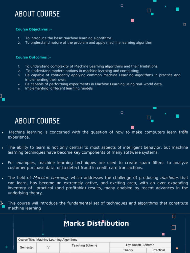MACHINE LEARNING ALGORITHM - Unit-1-1 | PDF | Machine Learning | Cross Validation (Statistics)