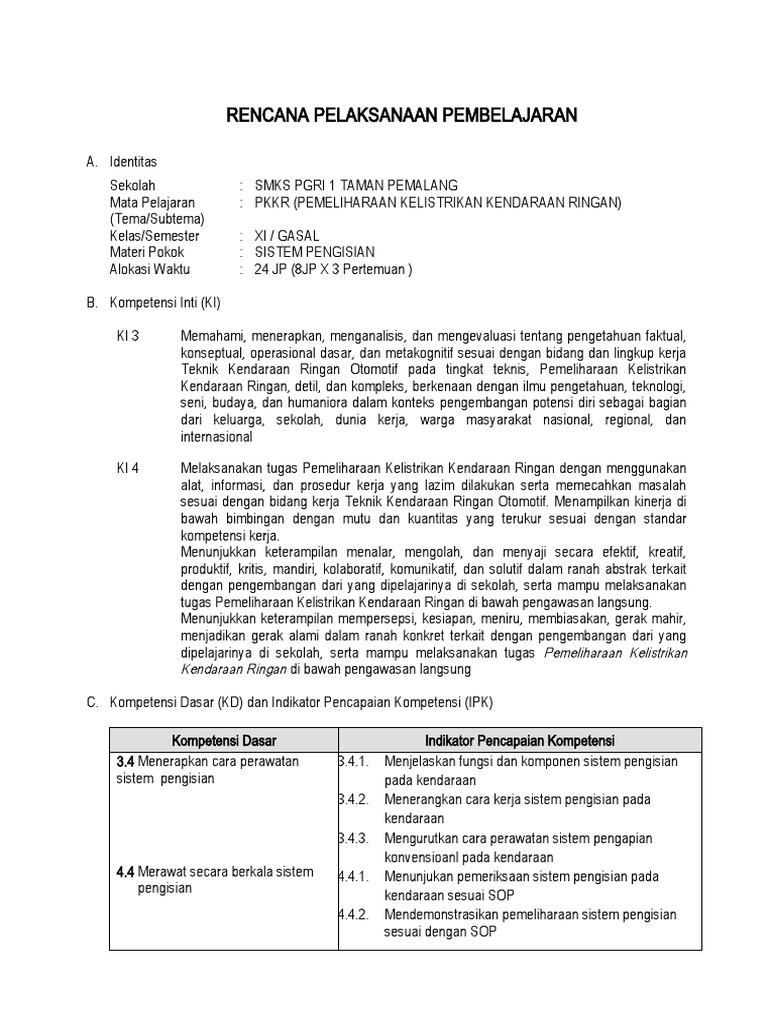 RPP Sistem Pengisian TKRO | PDF