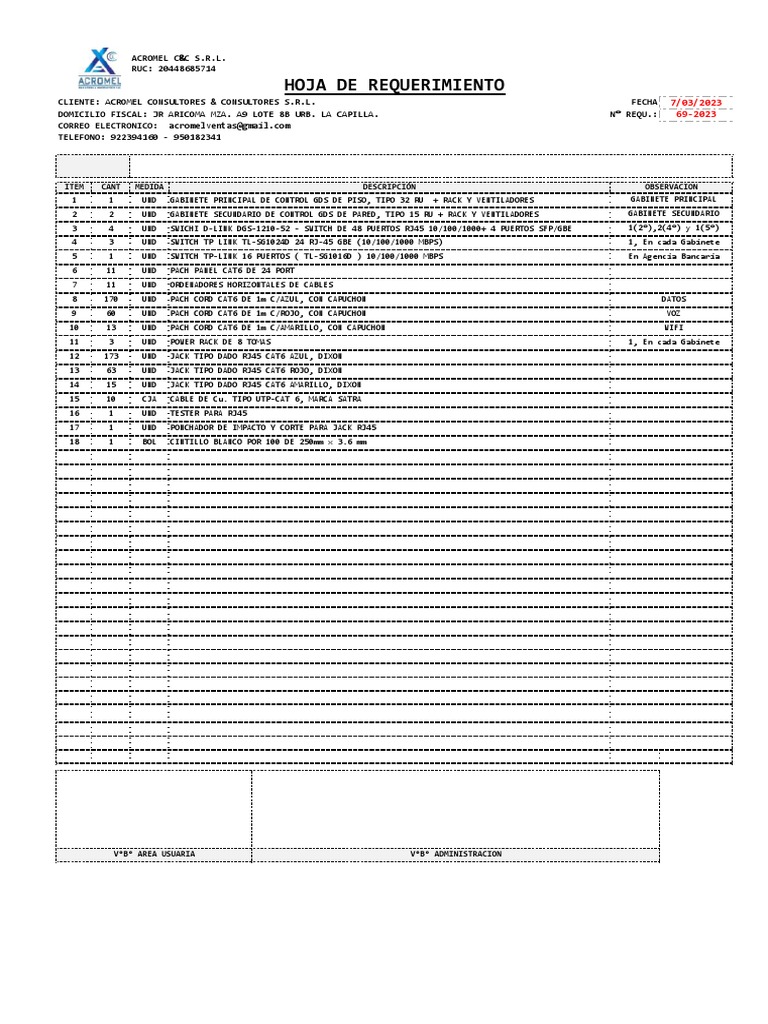 Req. Voz y Datos PDF | PDF