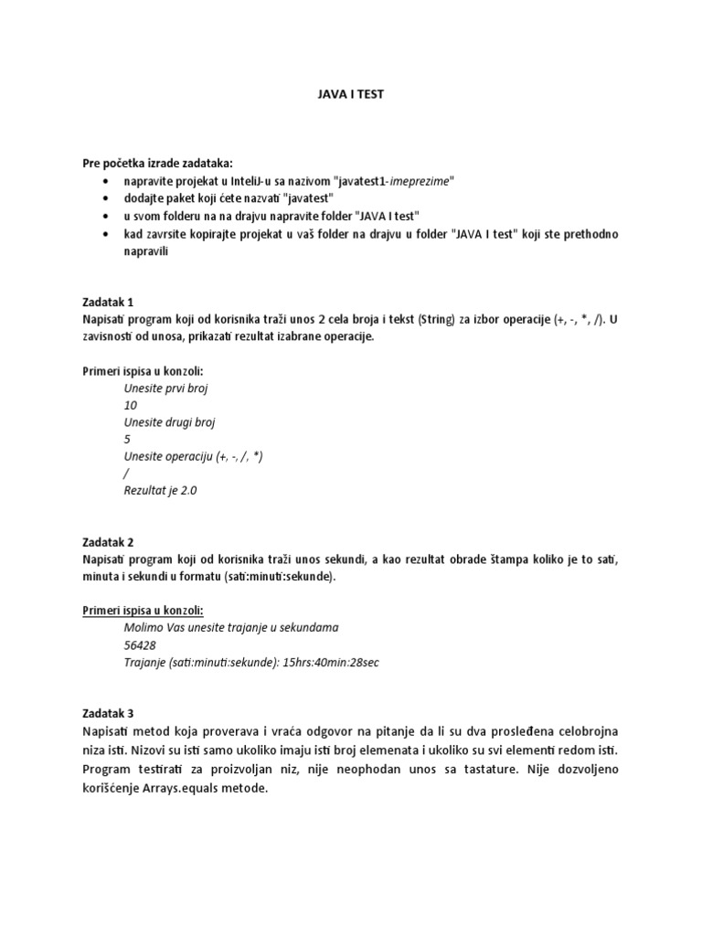 JAVA I Test | PDF