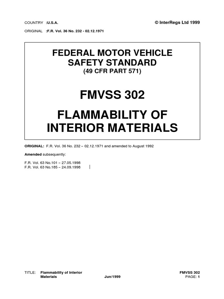 FMVSS 302 June 1999 | PDF | Vehicles | Length