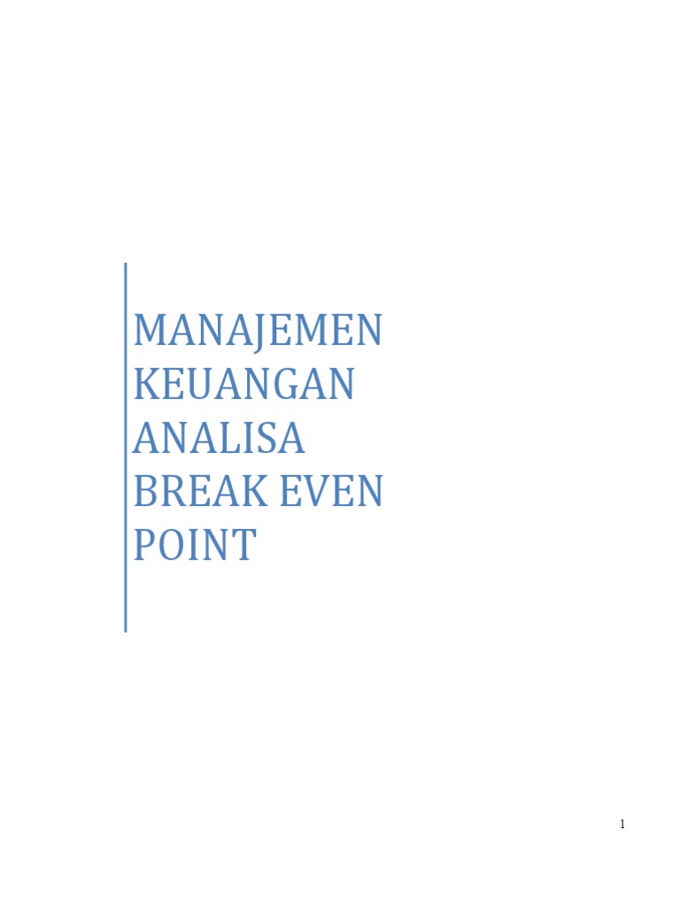 Analisa Break Even Point dalam Manajemen | PDF