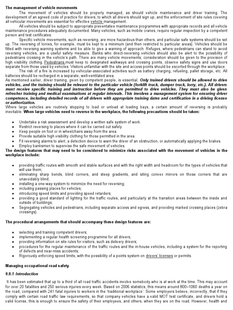 The Management of Vehicle Movements | PDF | Driving | Traffic