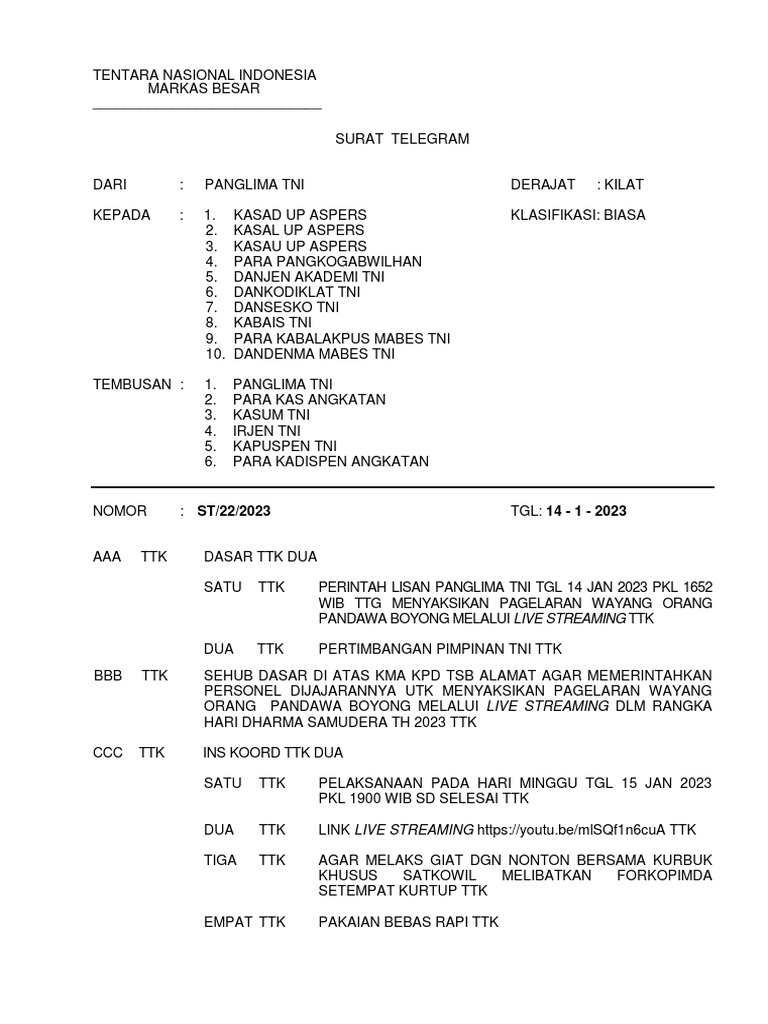 ST Pengerahan Nonton Wayang Orang Pandawa Boyong.1 PDF | PDF