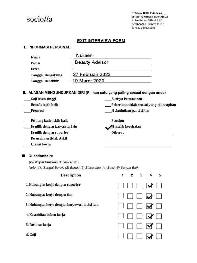 Exit Interview Form & Minutes Handover Form - ID (Signed) | PDF