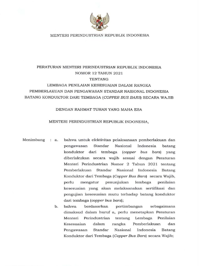 Permenperin No. 12 Tahun 2021 1 | PDF