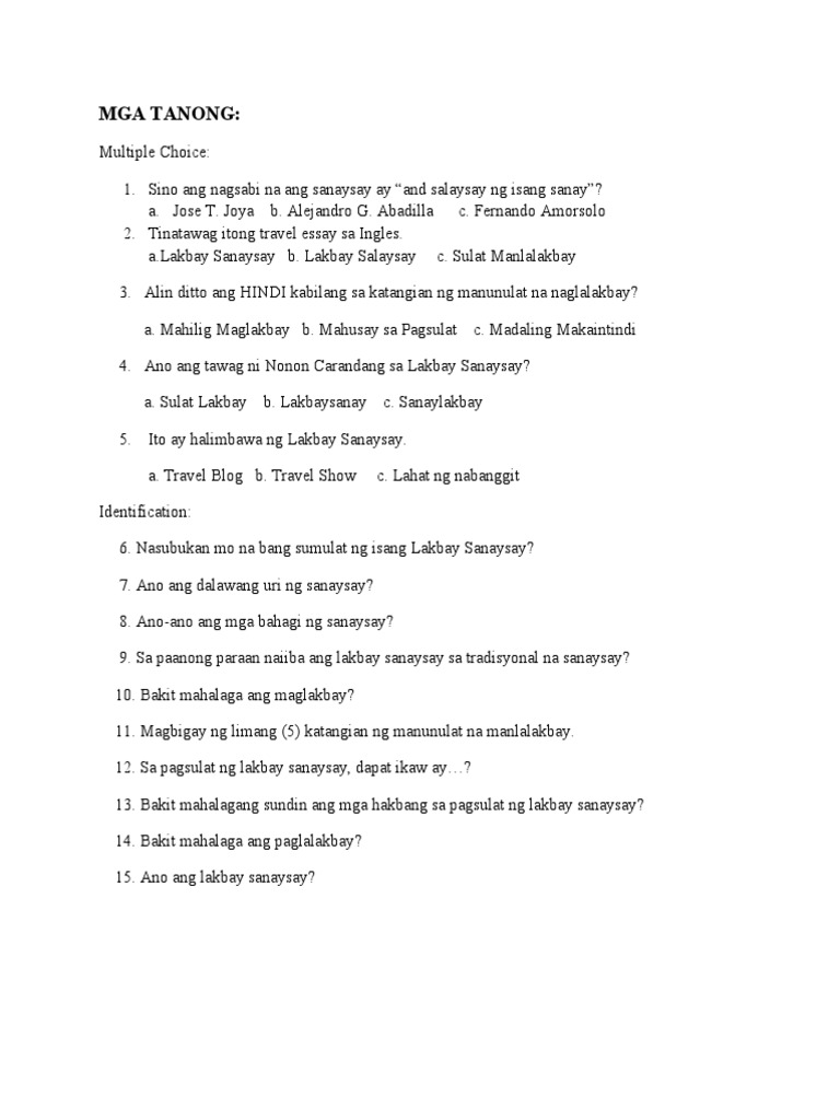 Mga Tanong | PDF