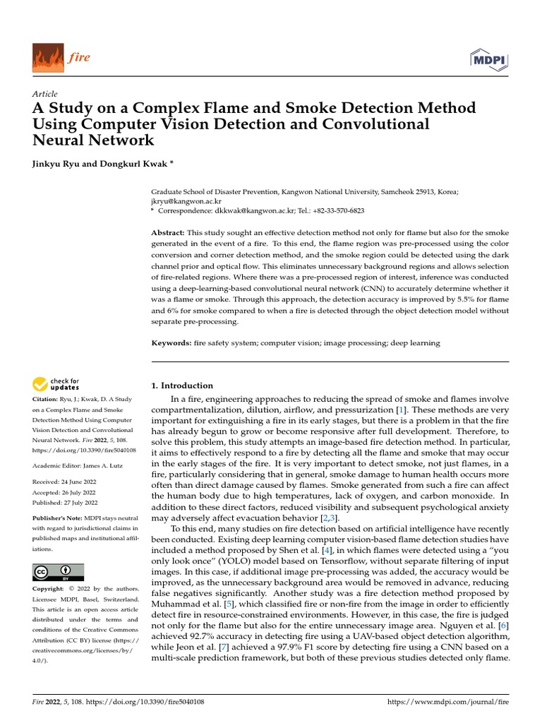A Study On A Complex Flame And Smoke Detection Method Using Computer