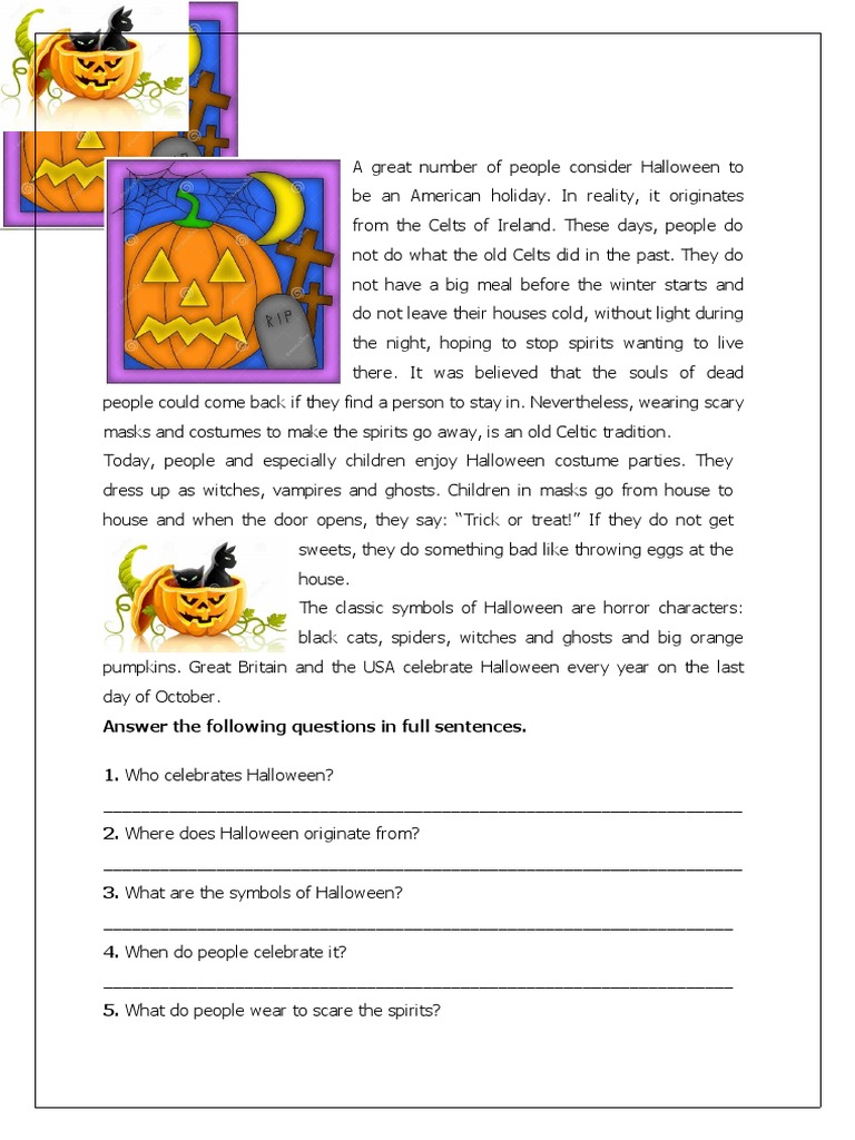 The History of Halloween Reading Comprehension Exercises - 74041 | PDF