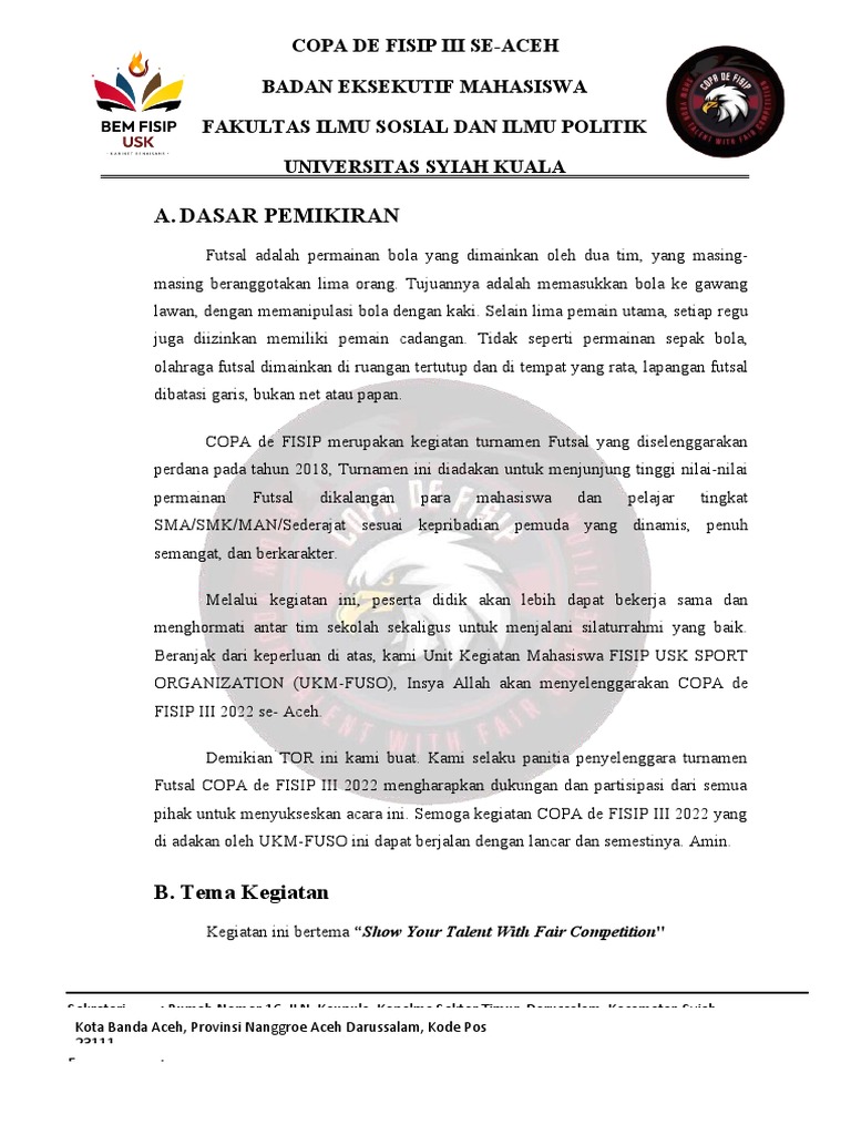 PROPOSAL Copa de Fisip 2022 Paling Betul Ni | PDF | Ilmu Sosial ...