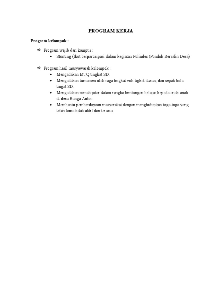 Program KKN Desa Bunga Antoi | PDF | Seni