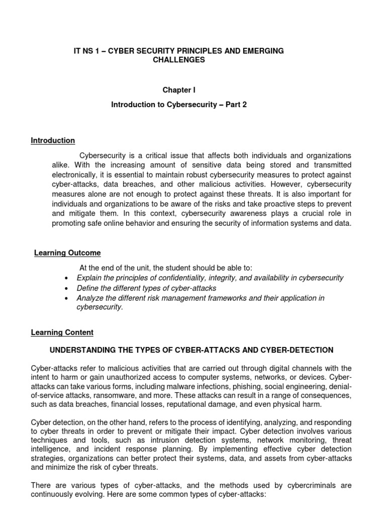 IT NS 1 - Chapter 1b Types of Attacks and Detection | PDF | Computer ...