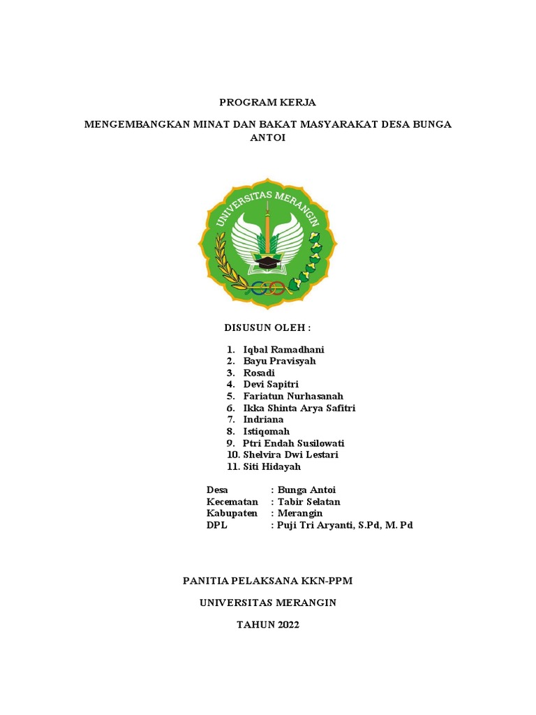 Program Kerja KKN di Bunga Antoi | PDF