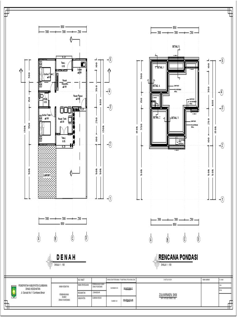 Denah Rencana Pondasi Rumah Dinas | PDF