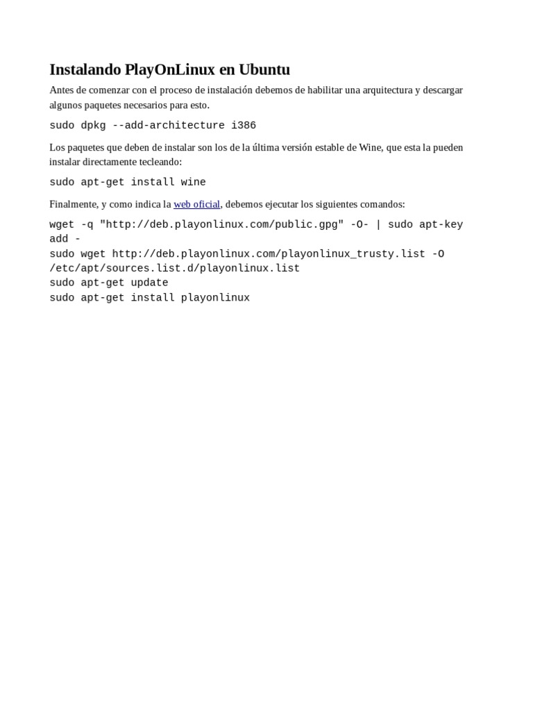 Play On Linux Ubuntu | PDF