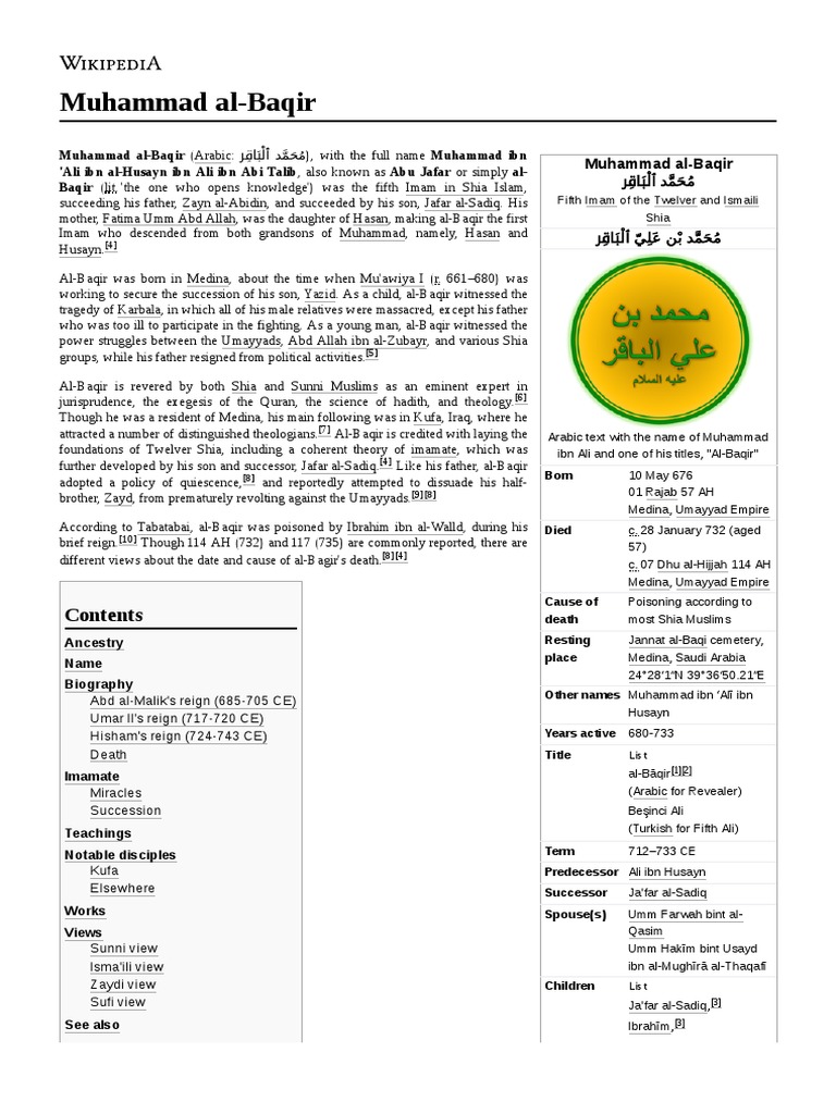 Muhammad Al-Baqir | PDF | Shia Islam | Islamic Branches