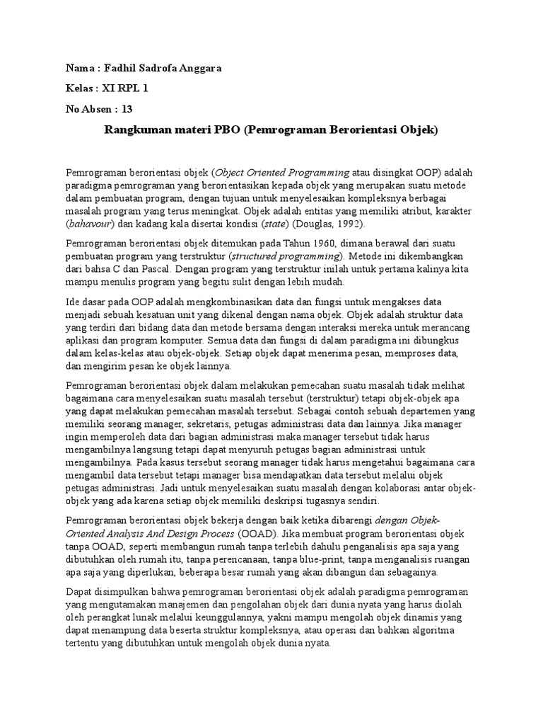 Rangkuman PBO Fadhil | PDF