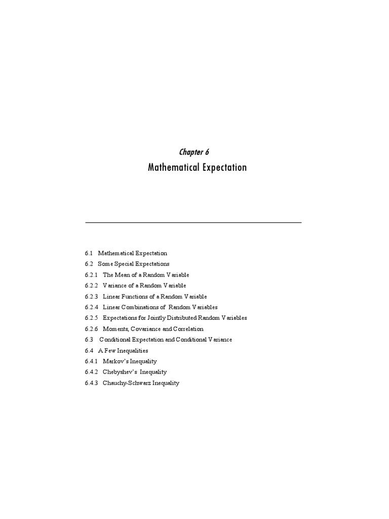 Lec Expectation | PDF | Expected Value | Variance