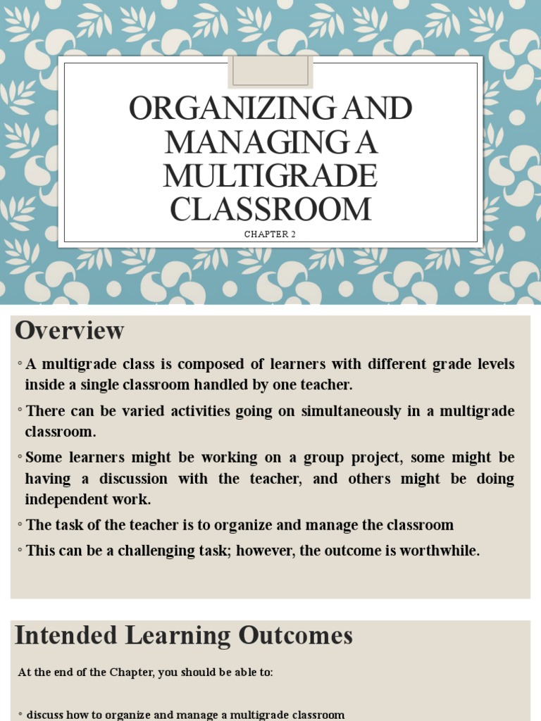 Chapter 2 - Organizing and Managing A Multigrade Classroom | PDF ...