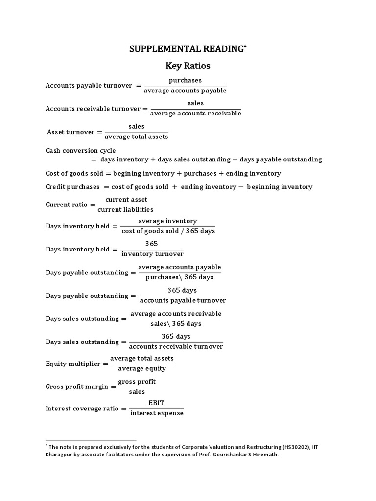 Financial Ratios and Analysis Glossary (CVR) PDF | PDF | Equity ...