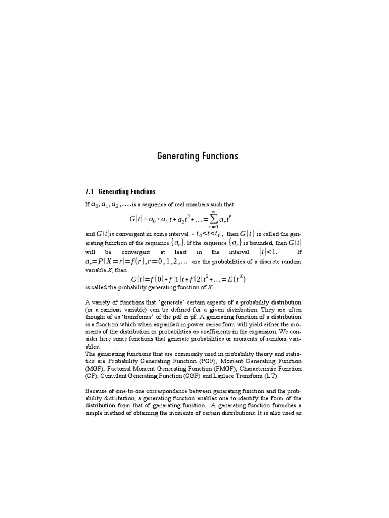 Lec Generating Function Pdf