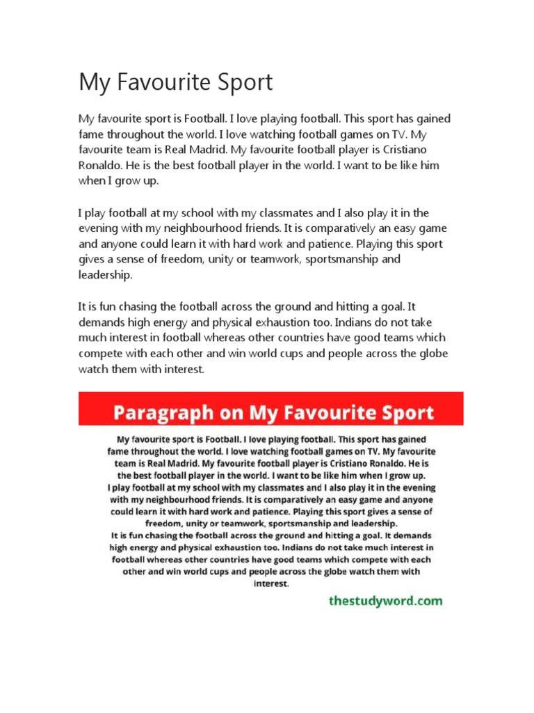 My Favourite Sport: Football Essay | PDF