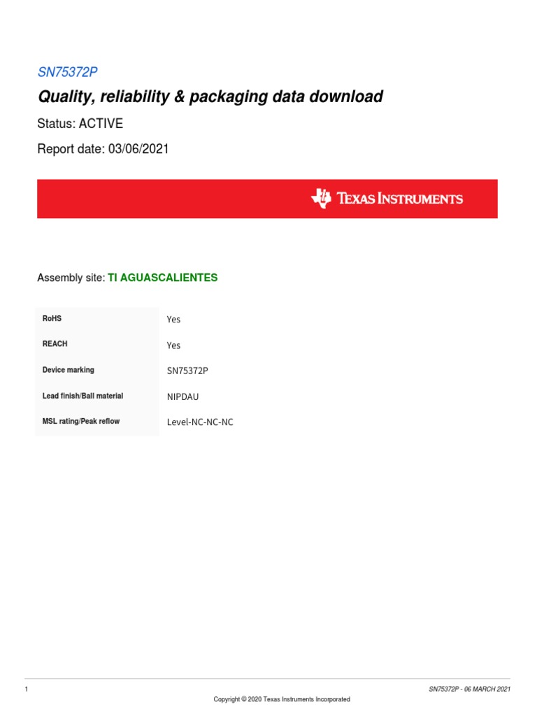 SN75372P | PDF | Reliability Engineering | Semiconductor Device Fabrication