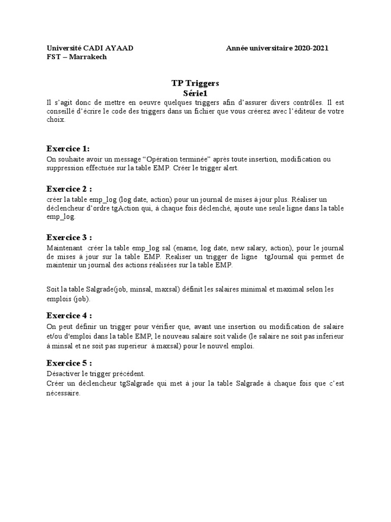 TP7 Trigger Part1 | PDF