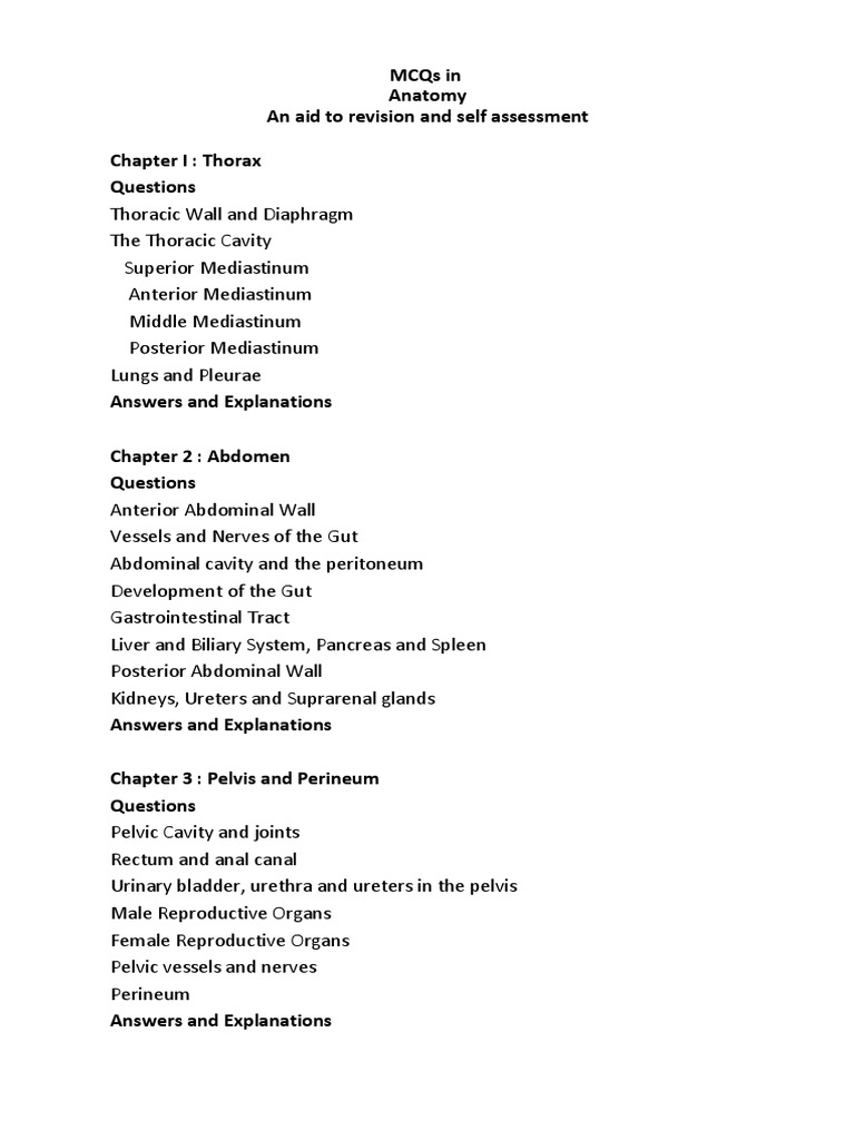 MCQ Anatomy-thorax-Abdo-Pelvis | PDF | Aorta | Coronary Circulation
