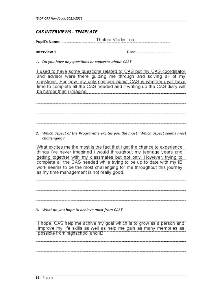 CAS Interviews | PDF | Behavior Modification | Psychology