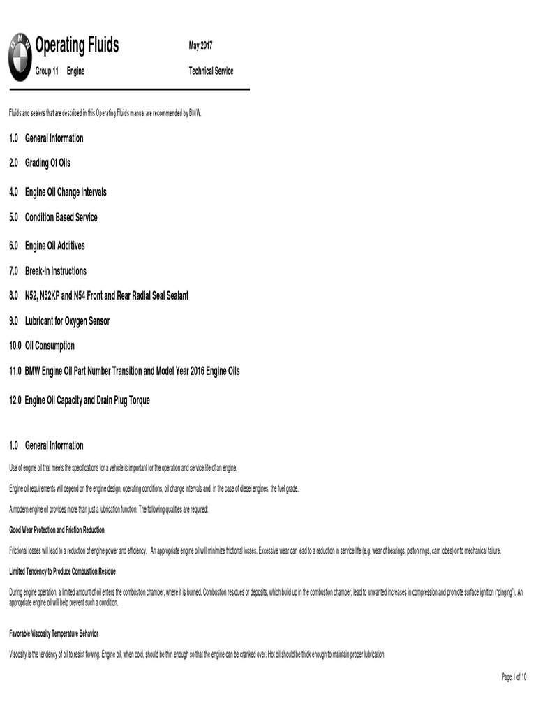 Operating Fluids.11 5.17 | PDF | Motor Oil | Internal Combustion Engine