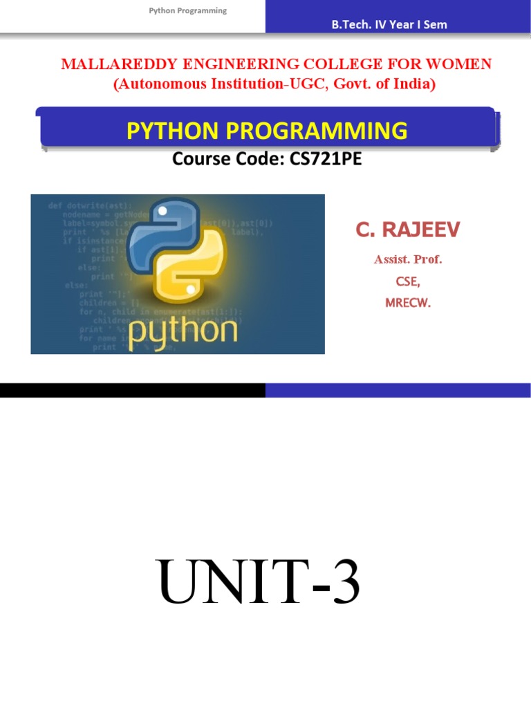 Unit-3 Python | PDF | Process (Computing) | Thread (Computing) Unit-3 Python | PDF | Process (Computing) | Thread (Computing)
