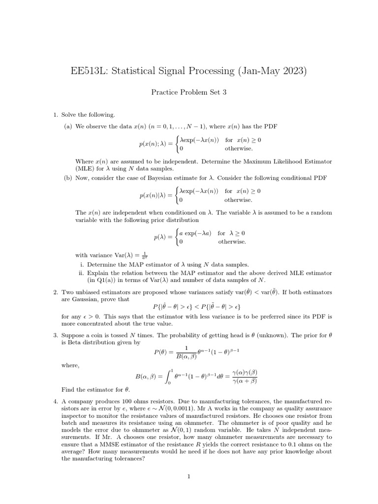 Practice Problem Set 3 | Download Free PDF | Estimator | Econometrics