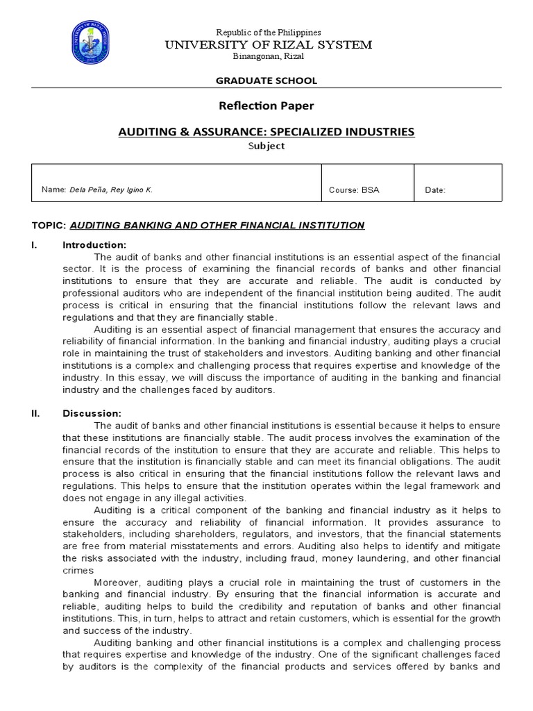 Reflection Paper 1 | PDF | Audit | Financial Audit