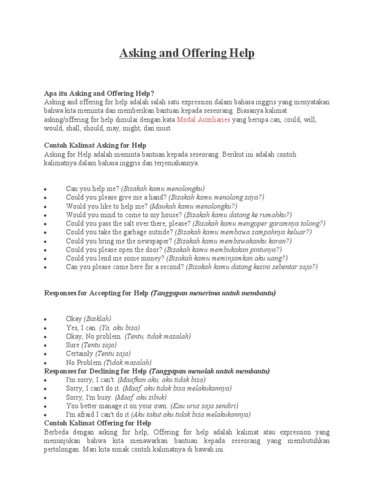 Bahan Ajar - Apa Itu Asking and Offering Help Kelas 8 | PDF