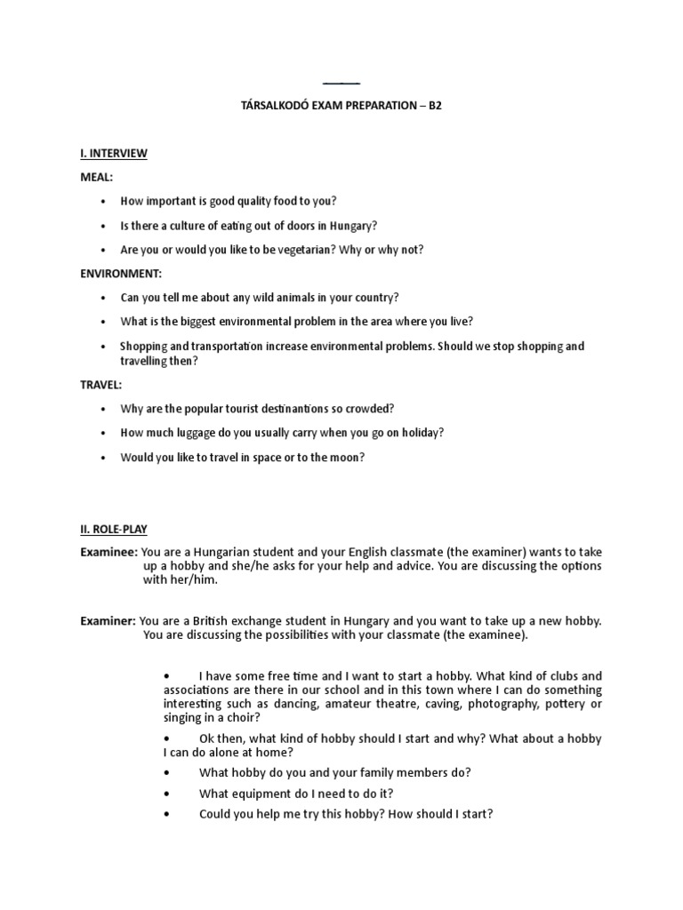 Társalkodó Exam Preparation - B2 | PDF