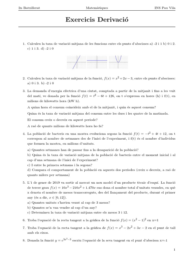 2MA - Derivades (Exercicis) PDF | PDF