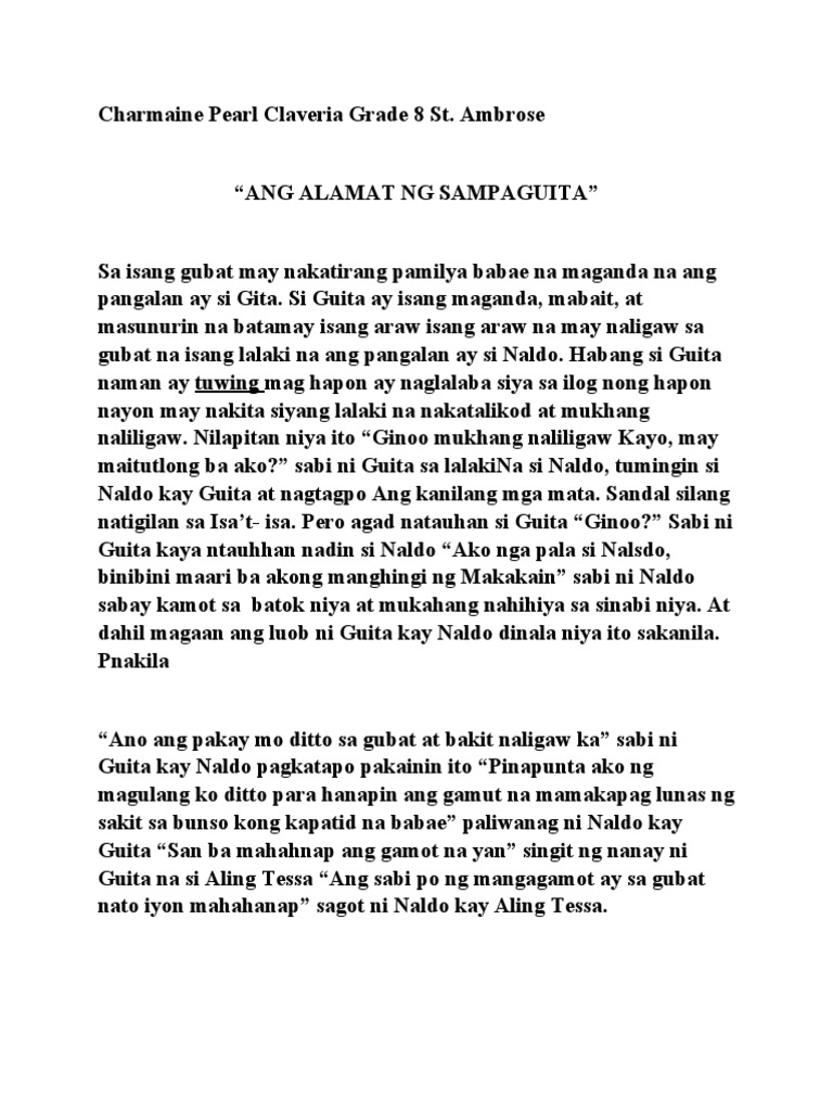 Alamat NG Sampaguita | PDF
