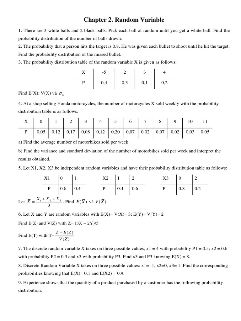 Probability Distributions and Applications of Random Variables | PDF | Investing | Probability ...