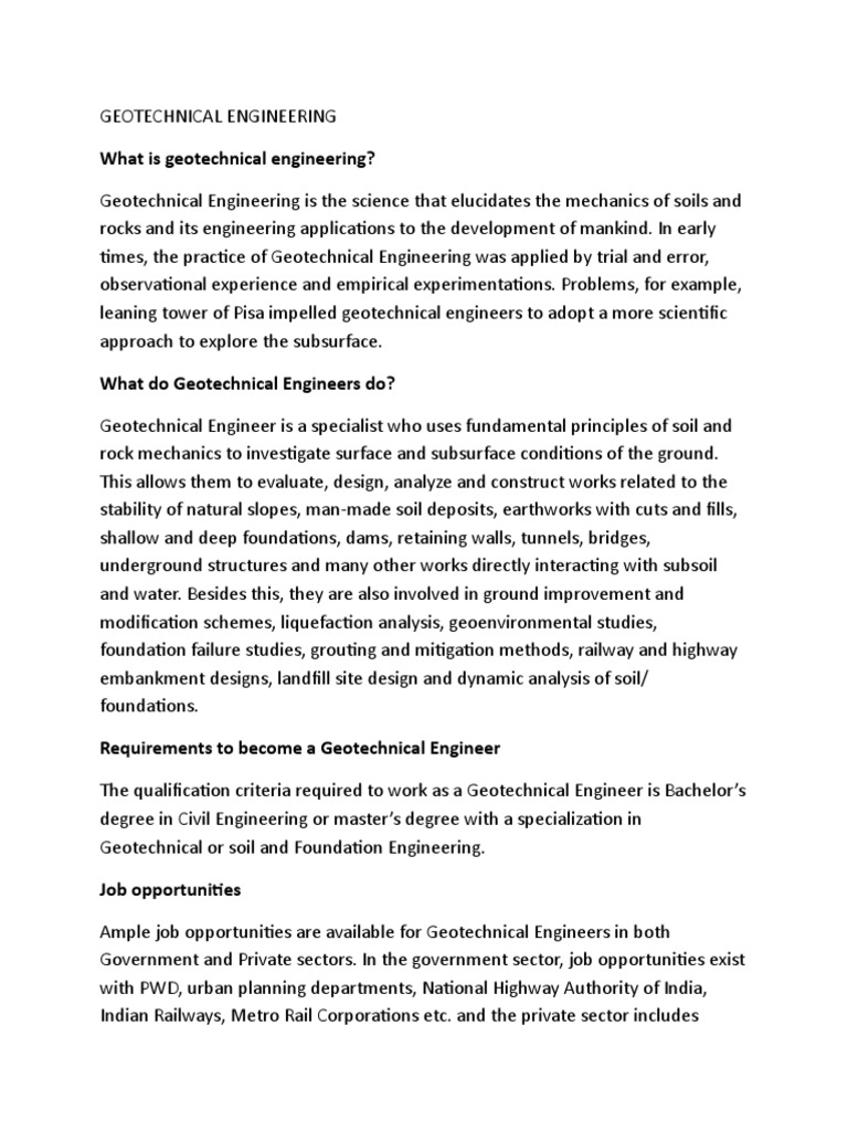 Geotechnical Engineering Careers | PDF | Geotechnical Engineering ...