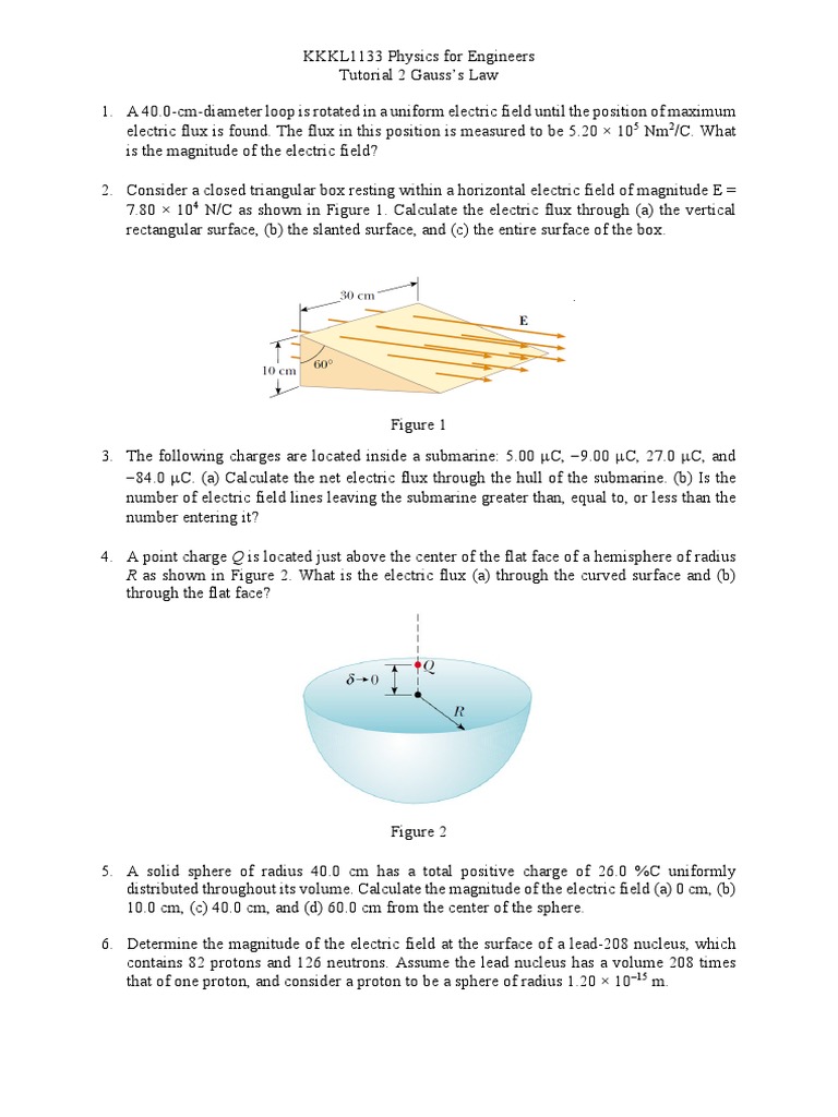 Tutorial 2 Gausss Law | Download Free PDF | Sphere | Physics