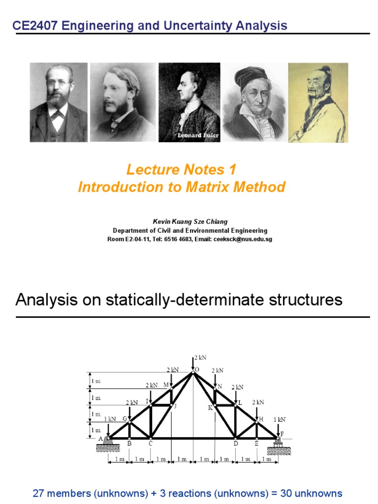 CE2407B Lecture 1 PDF | PDF | Structural Analysis | Truss