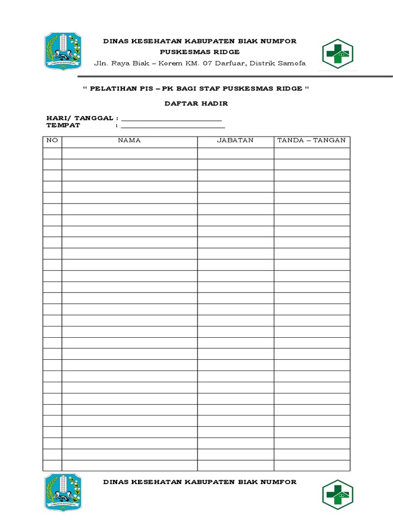 Daftar Hadir - Pelatihan | PDF