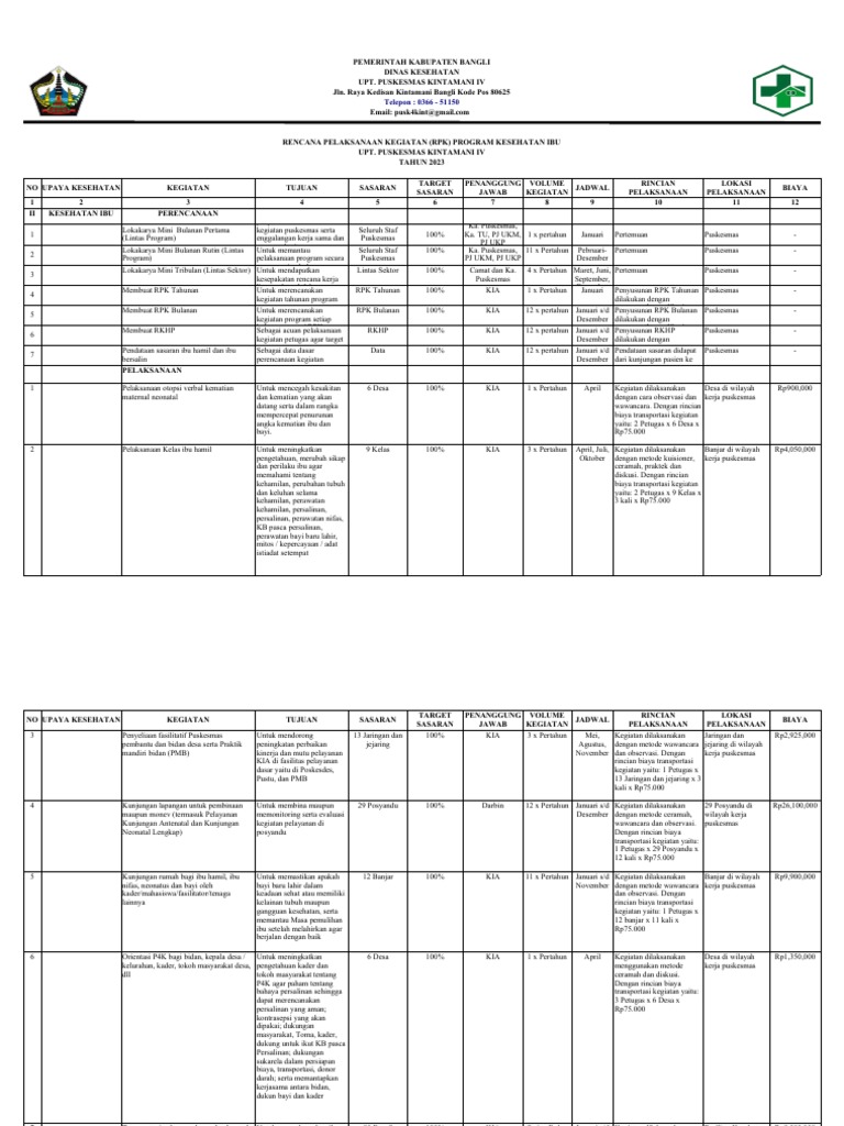 2-4 Rpk Kesehatan Ibu, Kesehatan Anak, Kb 2023 | PDF