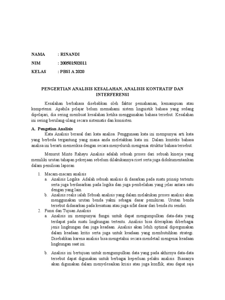 Analisis Kesalahan Berbahasa | PDF