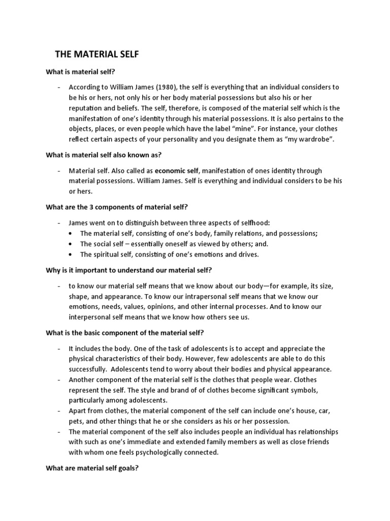 Material Self | PDF | Self | Consumerism